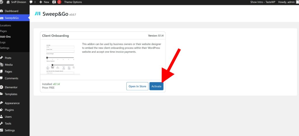 Sweep&Go Client Onboarding Plugin for WordPress - Sweep&Go