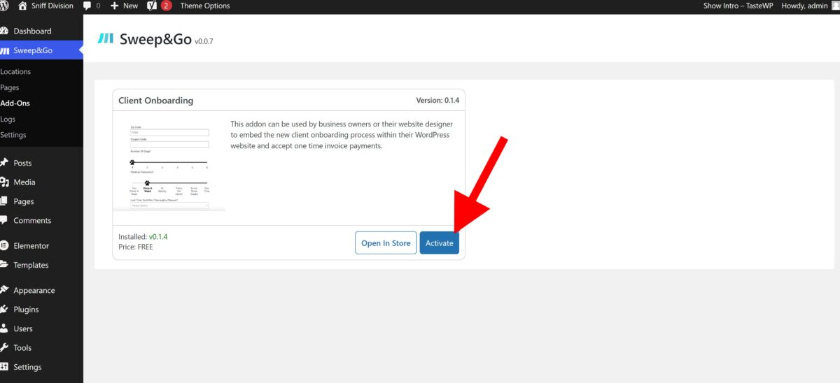 Sweep&Go Client Onboarding Plugin for WordPress - Sweep&Go