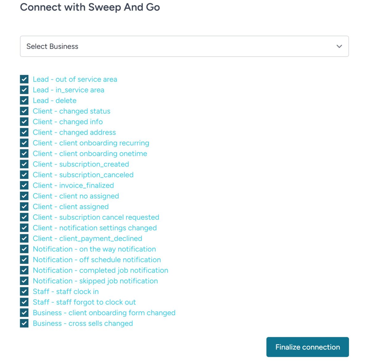 Sweep&Go Client Onboarding Plugin for WordPress - Sweep&Go