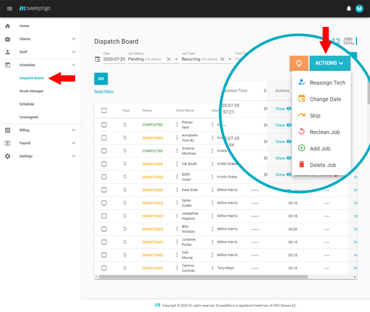 Dispatch Board | Scheduler | Sweep&Go