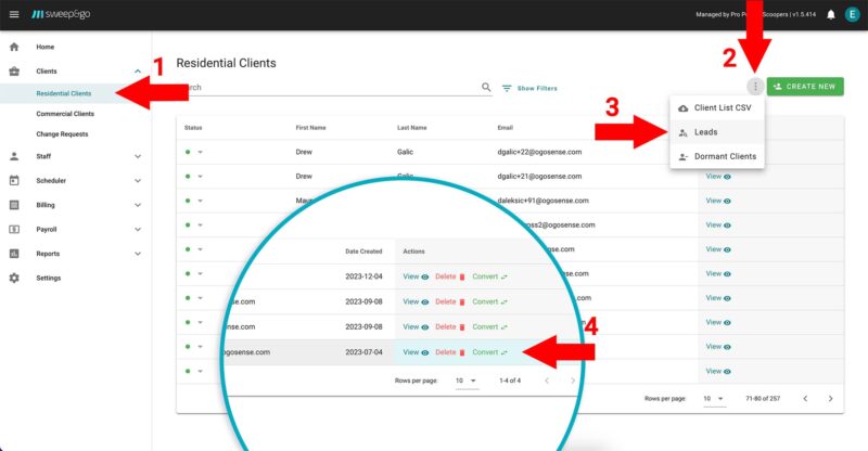 Residential Clients - Client Management - Sweep&Go