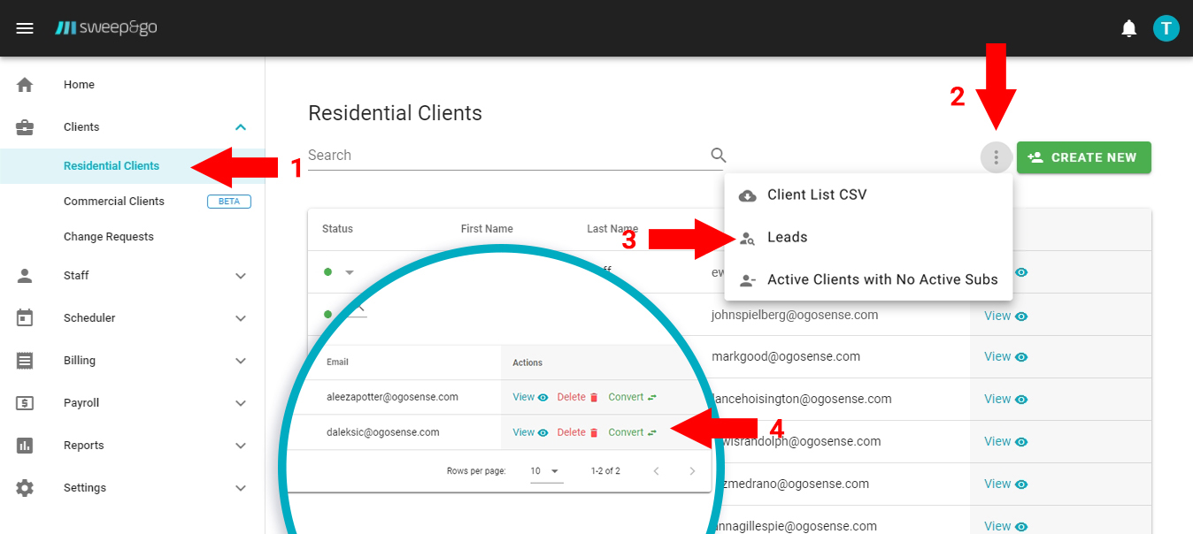 Residential Clients - Client Management - Sweep&Go