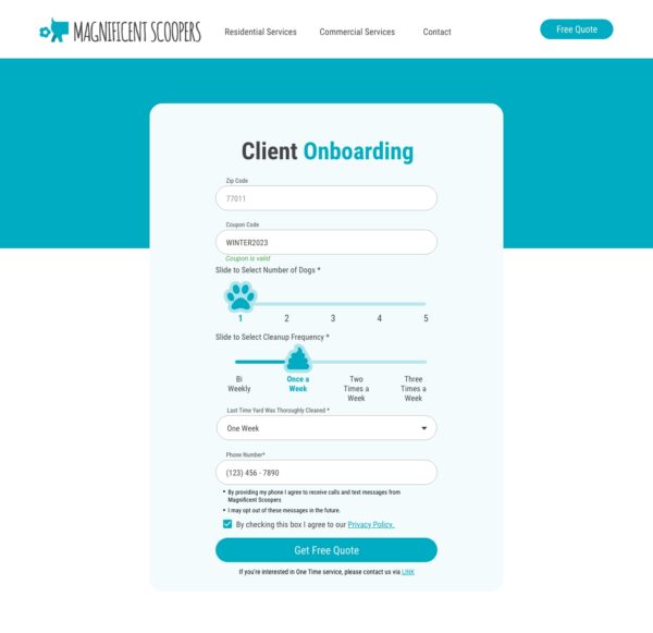 Styling Client Onboarding Form - Sweep&Go