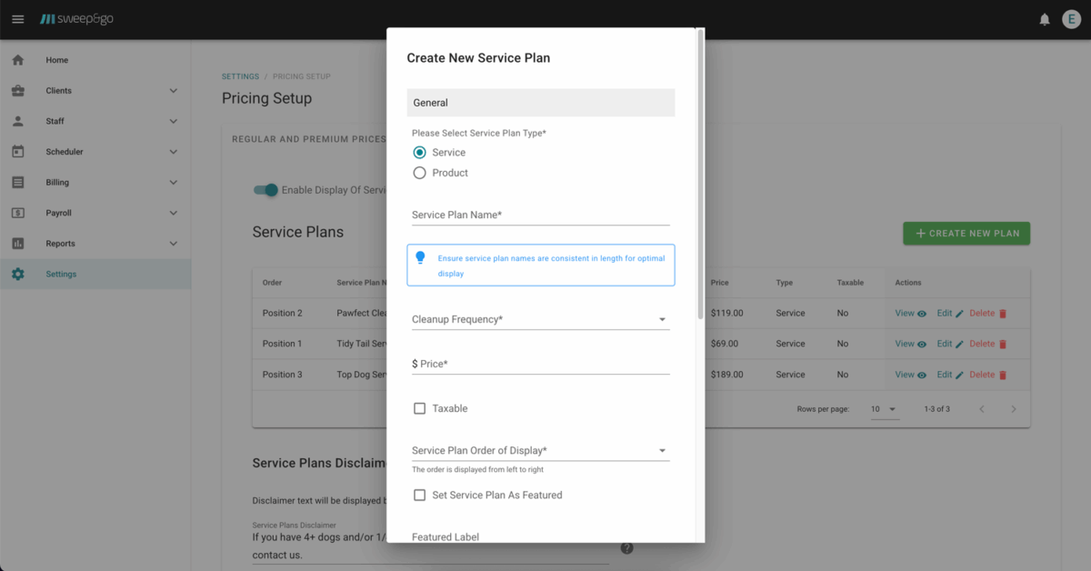 How to Create Service Plans - Client Onboarding - Sweep&Go
